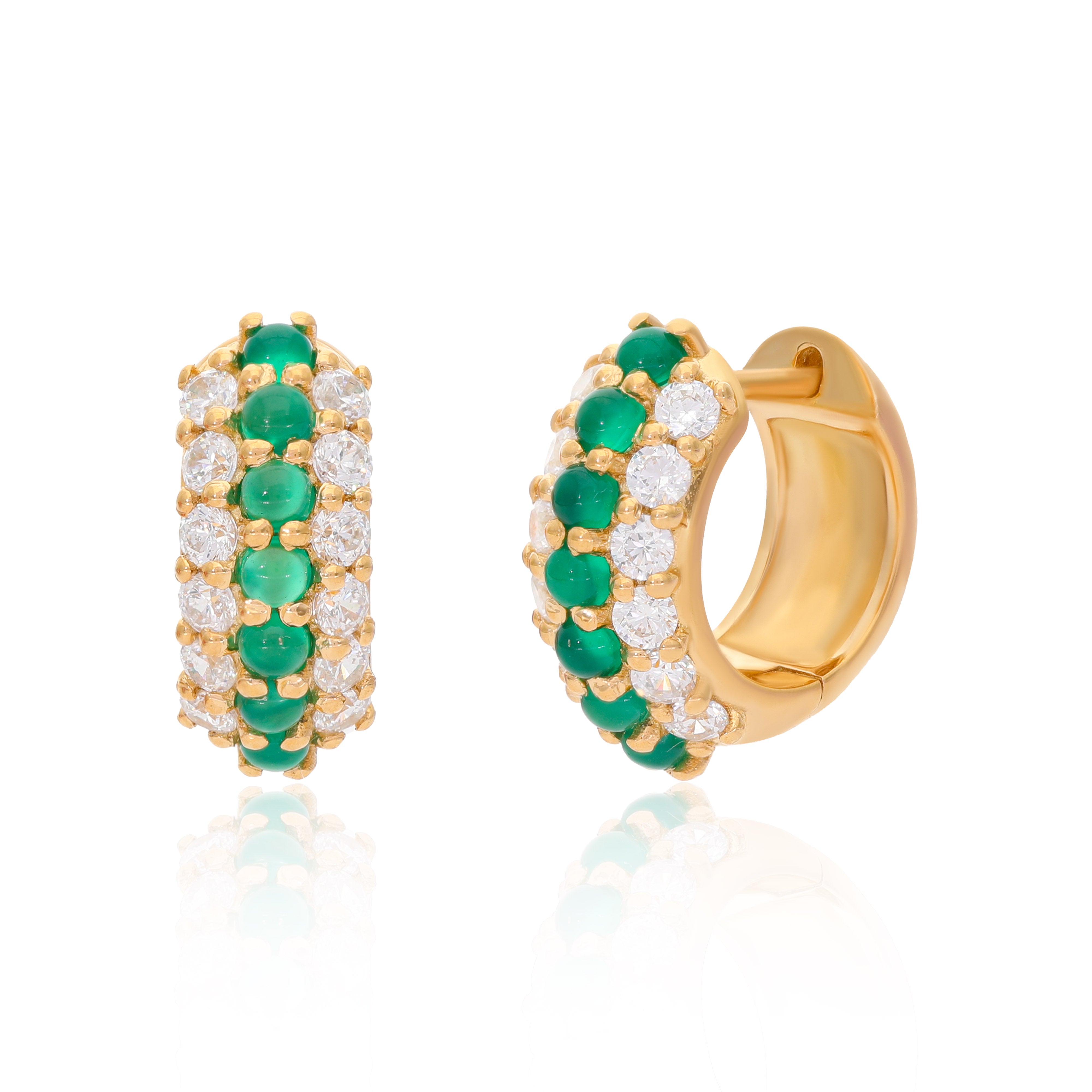 Summer Sparkle Huggies - Green Onyx – Preeti Sandhu Jewelry