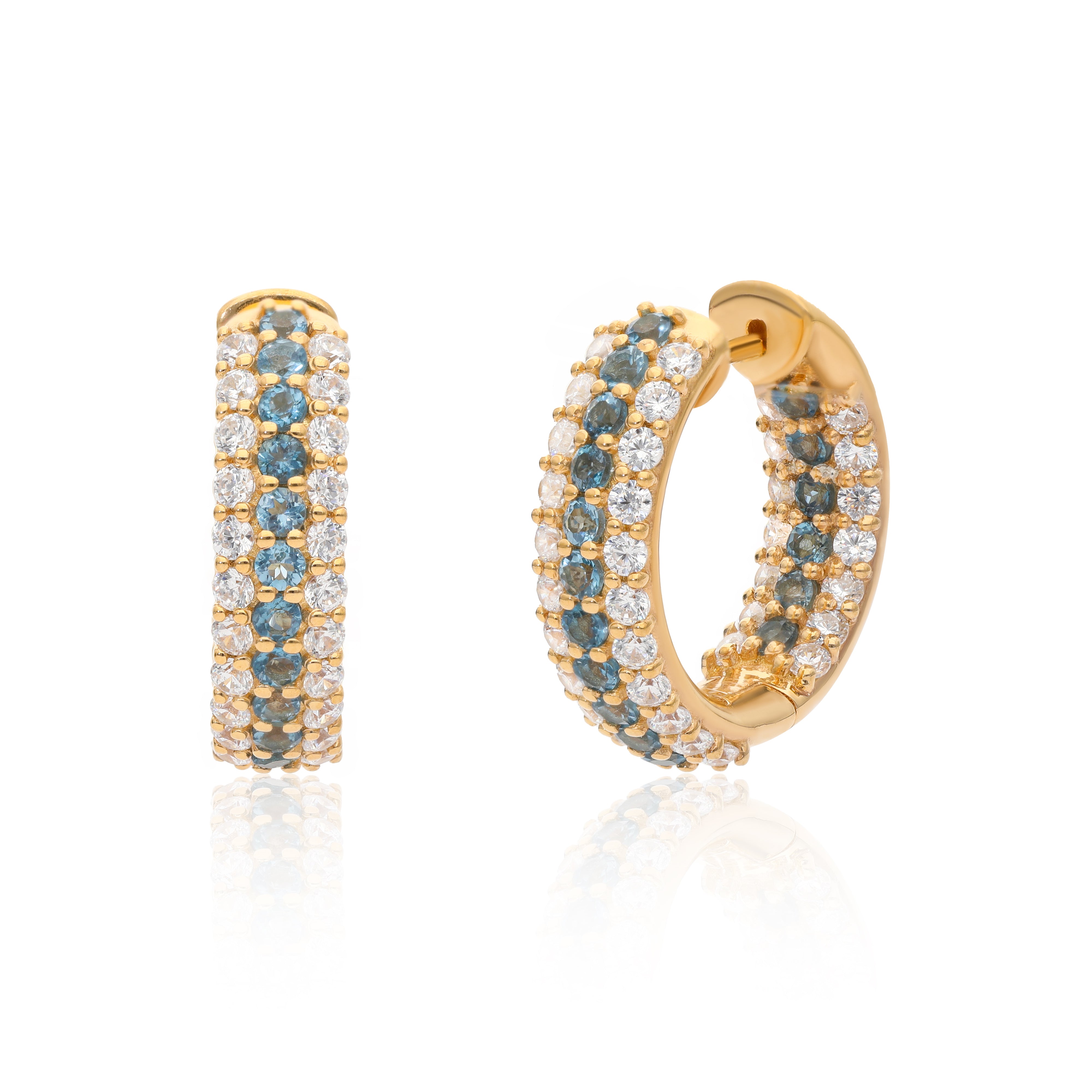 Timeless Sparkle Vermeil Hoops - London Blue Topaz – Preeti Sandhu Jewelry