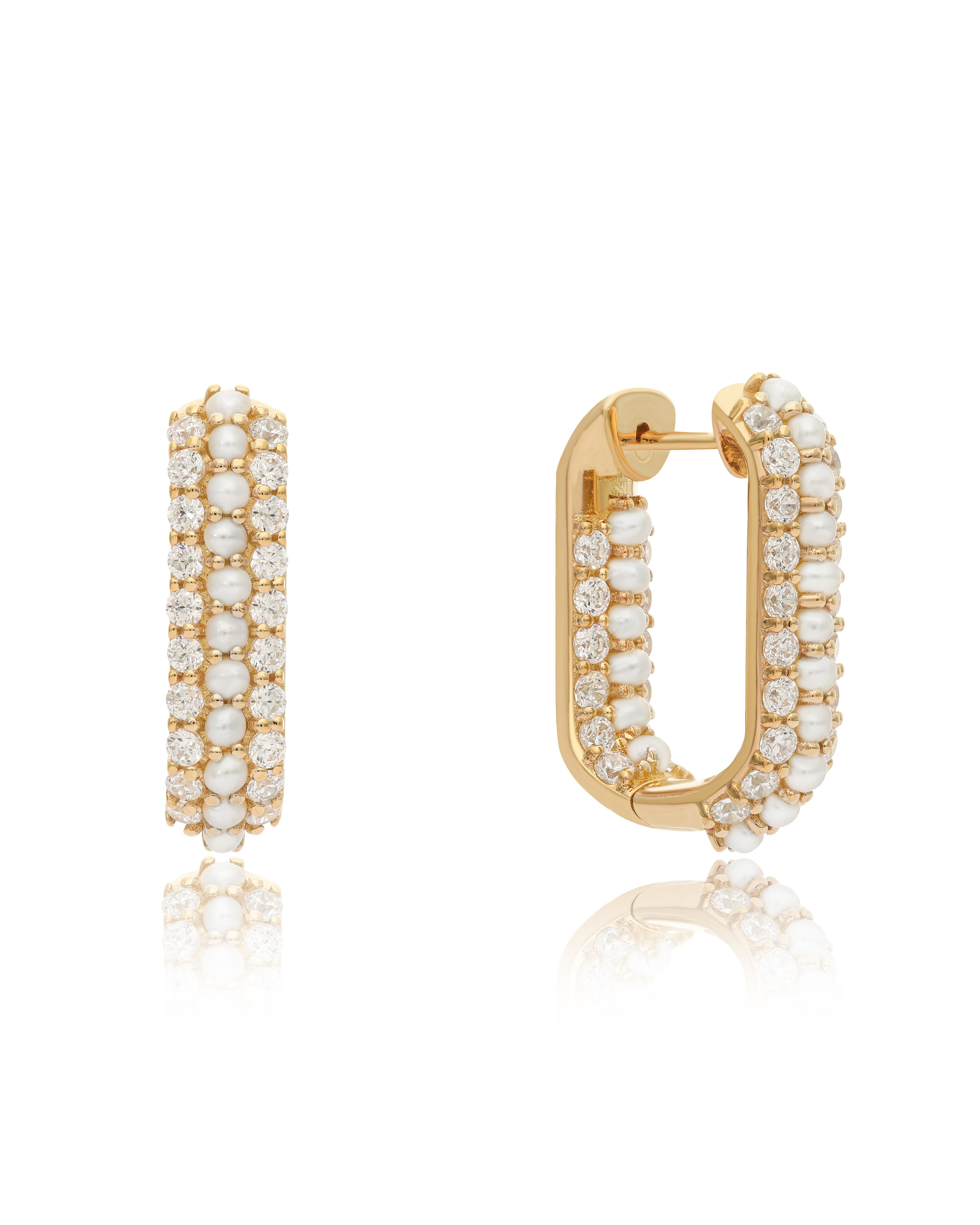 Timeless Sparkle U-Shaped Pearl Vermeil Hoops – Preeti Sandhu Jewelry
