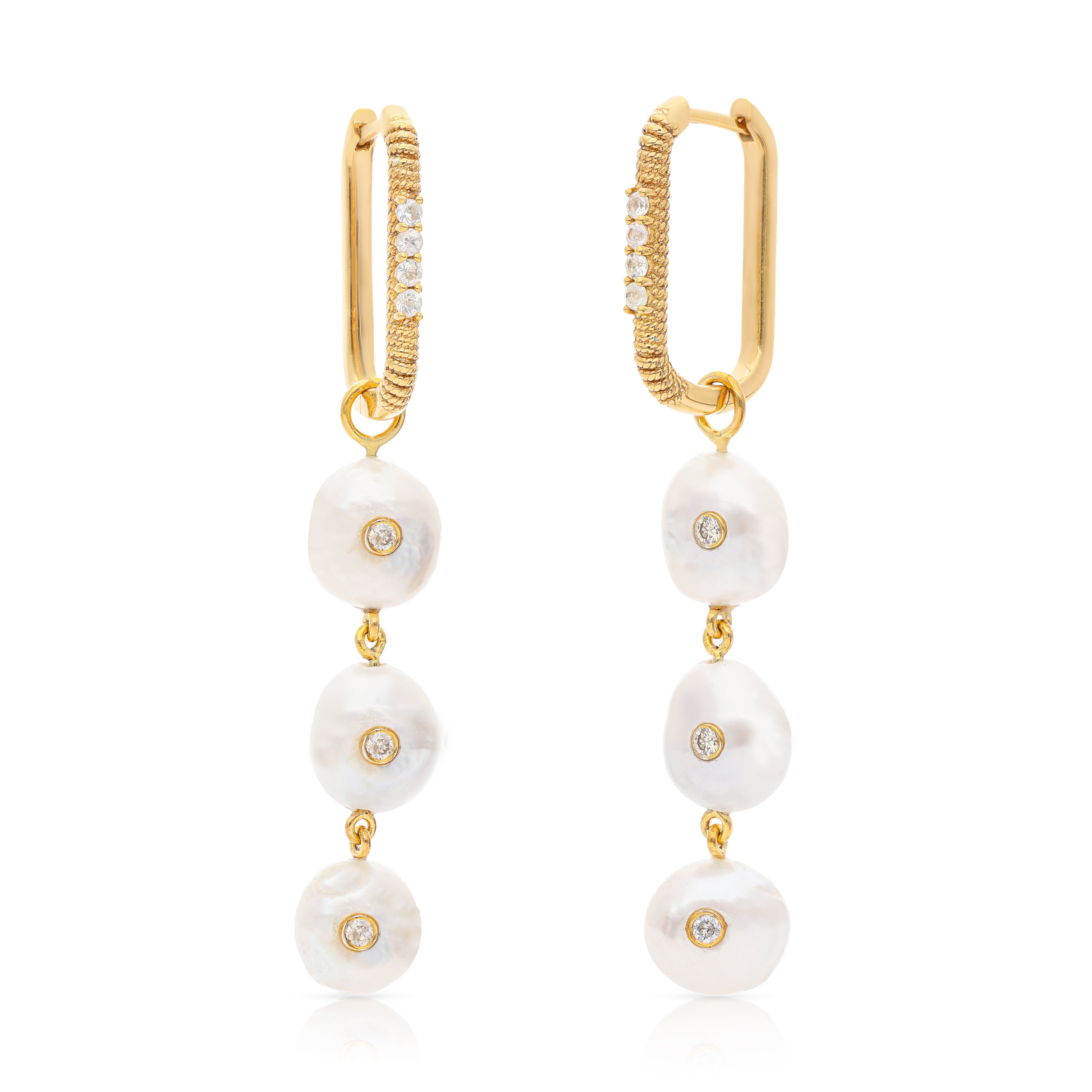 Kora Hoops with Diamond studded Organic Pearls – Preeti Sandhu Jewelry